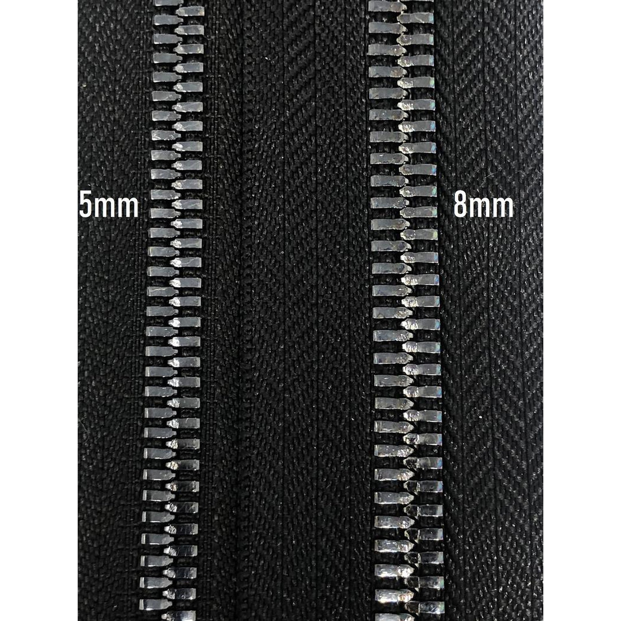 Glossy 5mm Closed Bottom Zipper, Black/Gun Metal | 7 Inch Length ...