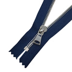 Glossy 5mm Closed Bottom Zipper, Navy/Nickel | 7" Inch Length — ZipUpZipper