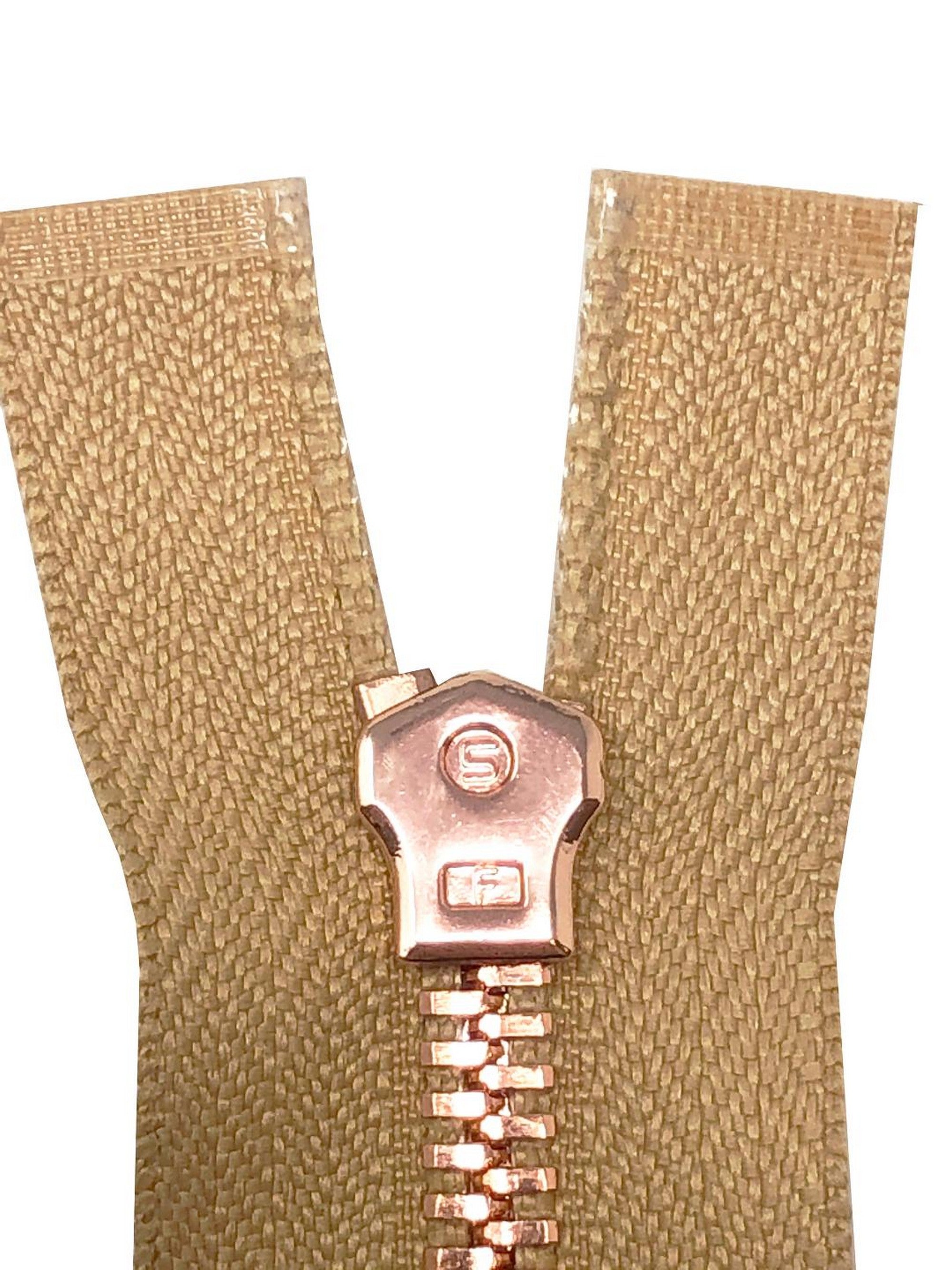 Glossy 5mm Closed Bottom Zipper, Beige/Rose Gold |7 Inch Length ...