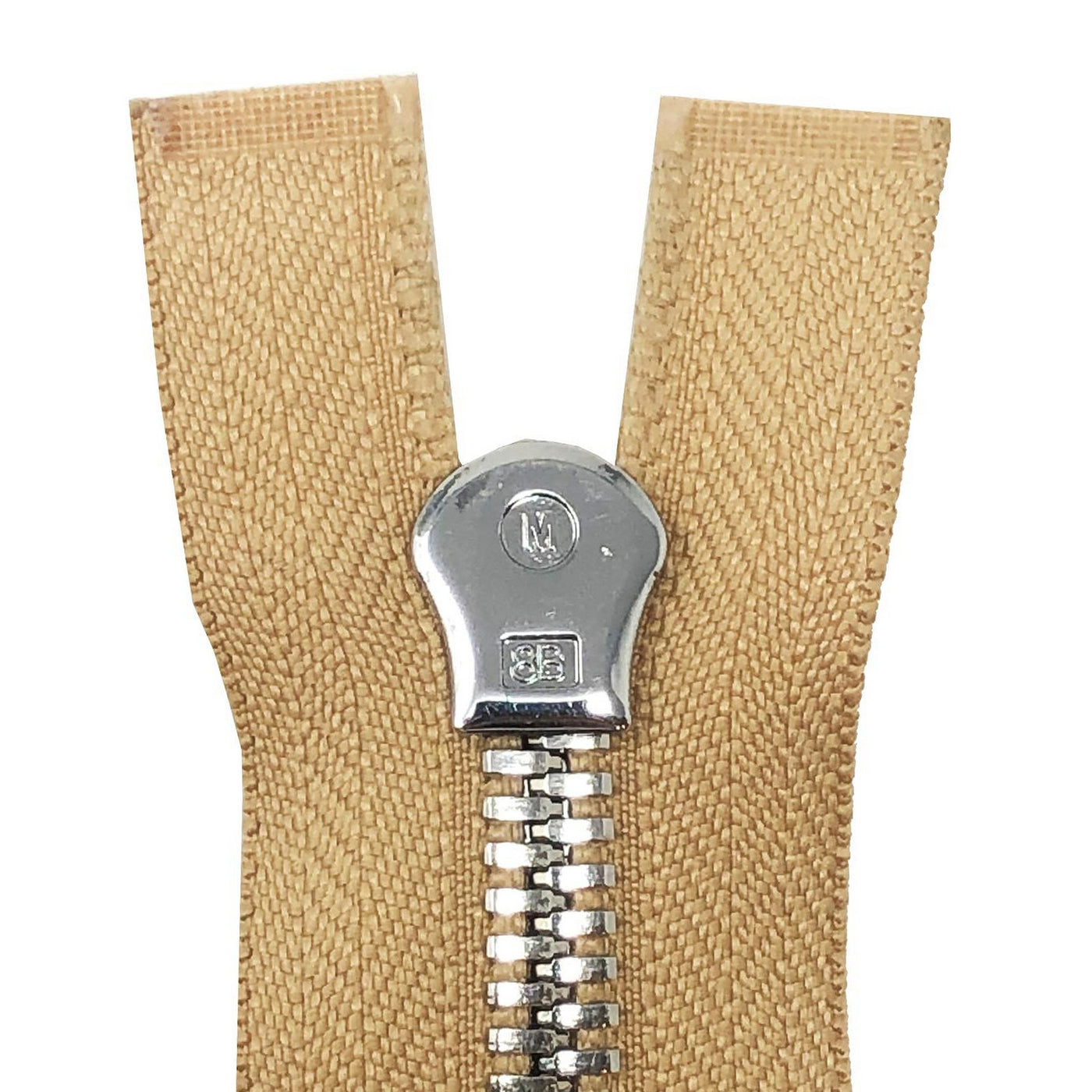 Glossy 5mm Closed Bottom Zipper, Beige/Nickel |7 Inch Length — ZipUpZipper