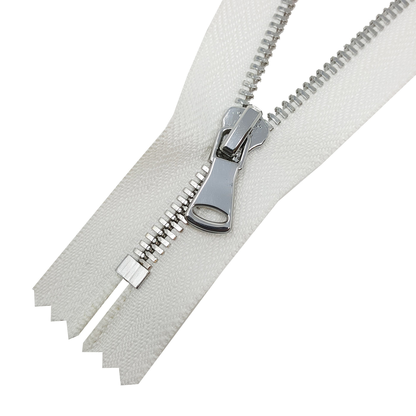 Glossy 5mm Closed Bottom Zipper, White/Nickel | 7 Inch — ZipUpZipper