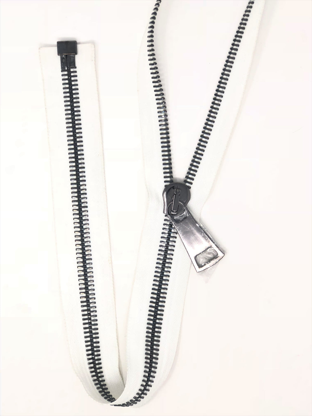14mm White Tape Gun Metal Teeth Glossy Zipper - ZipUp — ZipUpZipper