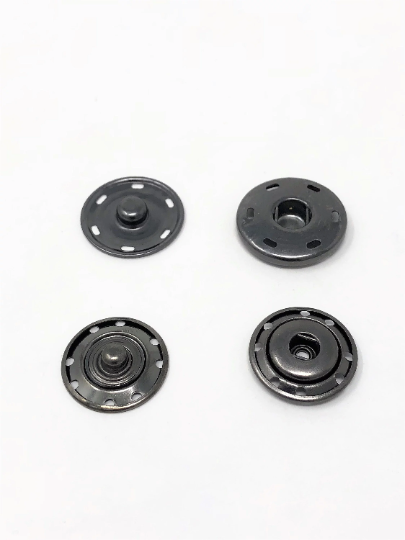 Gunmetal Snaps 6-Hole Sew-On - 32/36L | Durable Hardware — ZipUpZipper